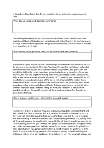English Literature Animal Farm Chapter 4 Jones tries to recapture the ...