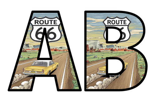 Route 66 NEW Lettering FULL Set Instant Display Title Whole Alphabet ...