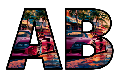 Sports Car NEW Lettering FULL Set Instant Display Title Whole Alphabet ...