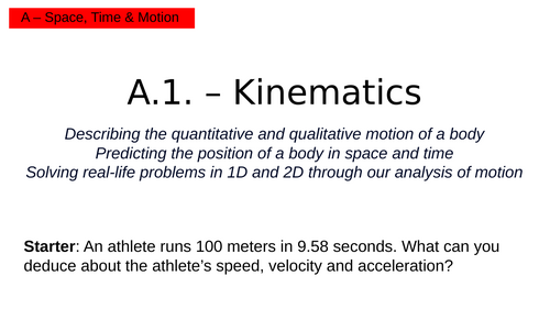 IB DP Physics - A.1 Kinematics - full teaching resources, new syllabus ...