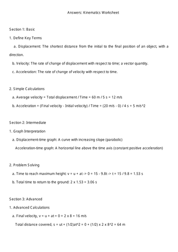 IB DP Physics - A.1 Kinematics - full teaching resources, new syllabus ...