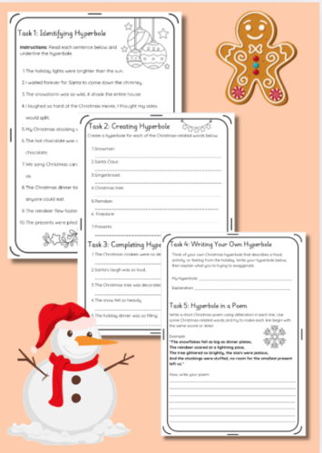 Christmas Hyperbole Figurative Language English Workbook | Teaching ...