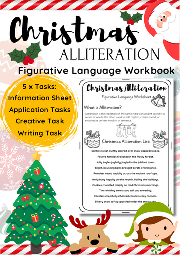 Christmas Alliteration Figurative Language English Workbook | Teaching ...