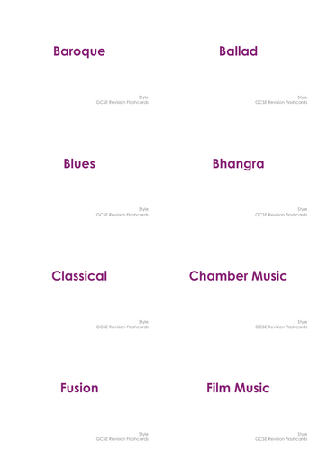 Eduqas GCSE Music Revision Flashcards | Teaching Resources