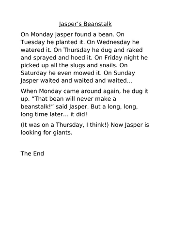 STORYMAP Jasper's Beanstalk EYFS/reception story writing printable ...