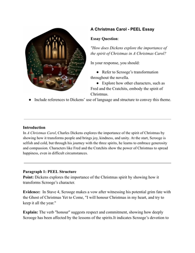 A Christmas Carol Essay - The Spirit of Christmas: Dyslexic Friendly ...