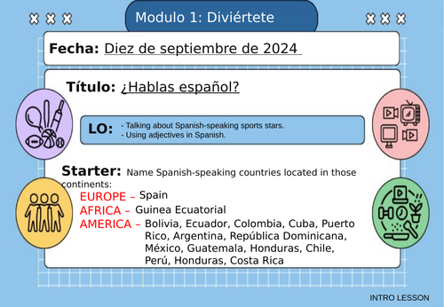 M1 NEW GCSE: INRO LESSON: El mundo hispanohablante | Teaching Resources