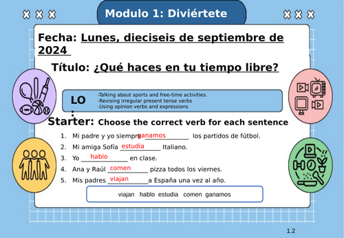 M1 New Spanish GCSE: LESSON 2: DISFRUTAMOS AL MAXIMO | Teaching Resources