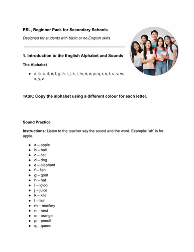 EAL/ESL Beginners Pack for Secondary School | Teaching Resources