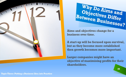 Edexcel GCSE Business - Business Aims and Objectives | Teaching Resources