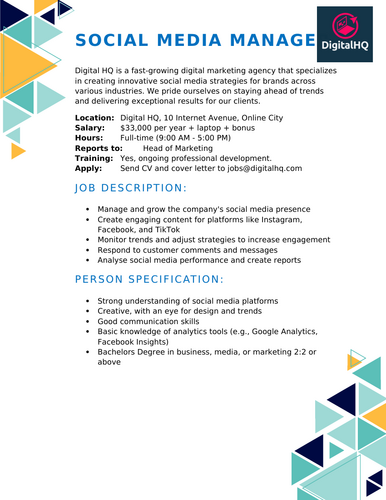 IGCSE / GCSE Business Studies HR Recruitment Job Activity | Teaching ...