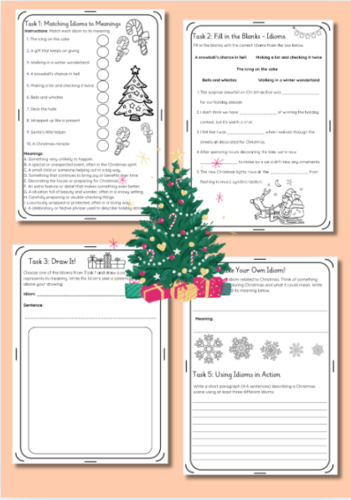 Christmas Idiom Figurative Language English Workbook | Teaching Resources