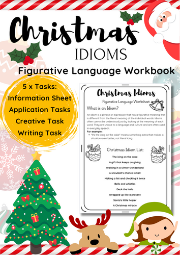 Christmas Idiom Figurative Language English Workbook | Teaching Resources