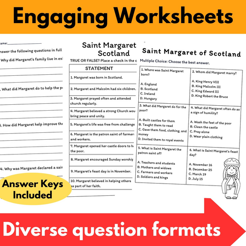 Saint Margaret of Scotland - Reading Comprehension and Worksheets ...