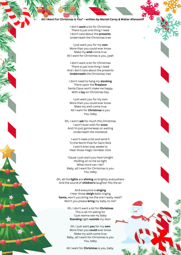 Music Listening Lesson - All I Want For Christmas is You by Mariah ...
