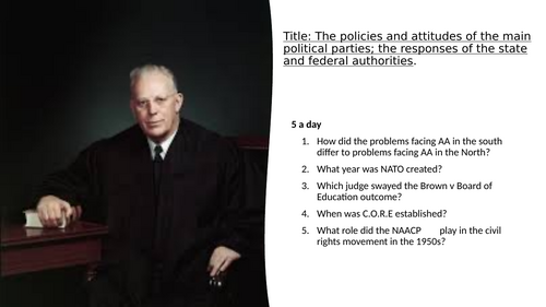 AQA 2Q- American Dream P1. Eisenhower Lessons | Teaching Resources