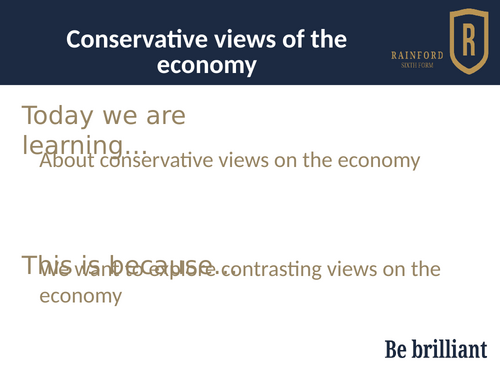AQA Politics 7152/3 - conservatism and the economy | Teaching Resources