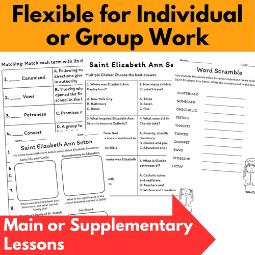 Catholic Saint Elizabeth Ann Seton - Reading Comprehension and Varied ...