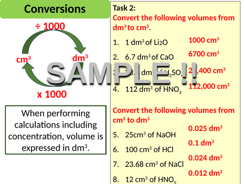 AS & A level: Concentration (Molarity) | Teaching Resources
