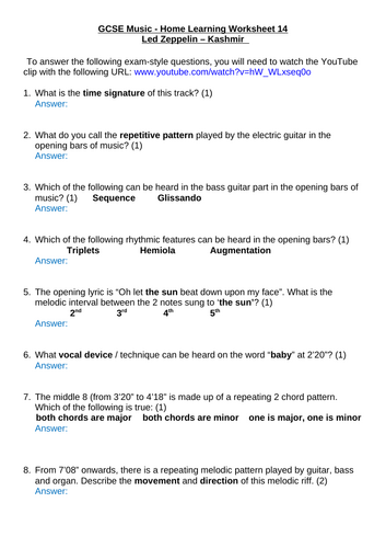 GCSE Music Listening Revision Part 3 | Teaching Resources