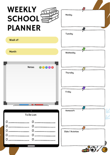 Weekly School Planner | Teaching Resources