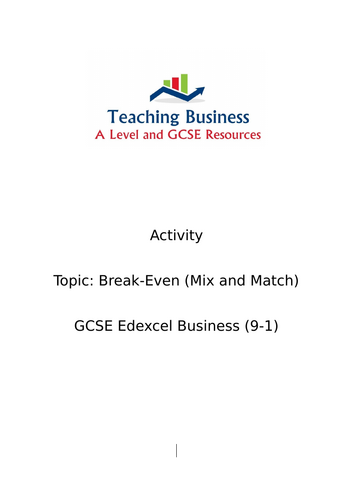 Edexcel GCSE Business - Break Even | Teaching Resources