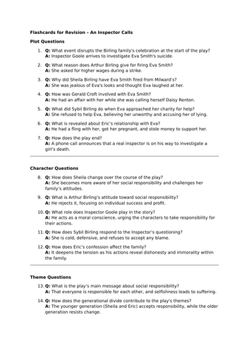 GCSE English Literature An Inspector Calls Revision Pack | Teaching ...