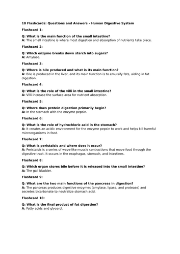 GCSE Biology - The Human Digestive System Revision Pack | Teaching ...