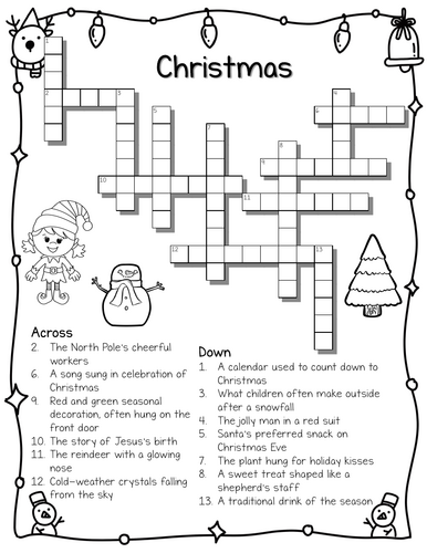 Christmas colour-in crossword | Teaching Resources
