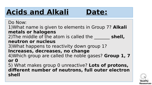 Engaging GCSE Acids & Alkalis Lesson: Differentiated for SEN/Low Ability | Teaching Resources