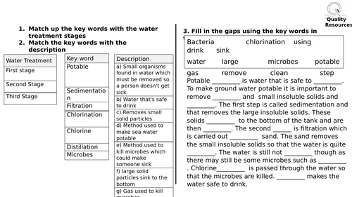 Engaging Water Treatment Worksheets: Differentiated for SEN/Low Ability ...