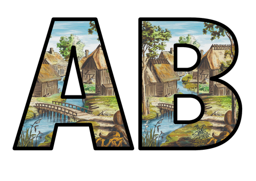 Colonial America Landscape NEW Lettering FULL Set Instant Display Title ...