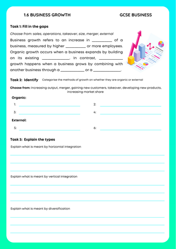 OCR GCSE Business Growth Worksheet | Teaching Resources