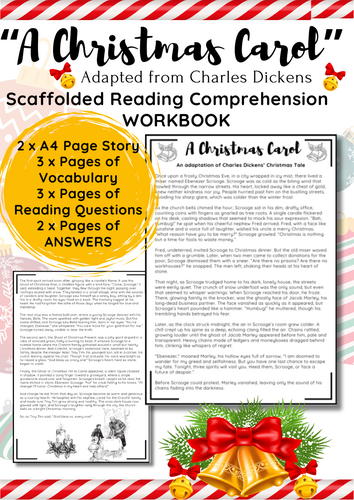 A Christmas Carol Scaffolded Reading Comprehension Engilsh Workbook ...