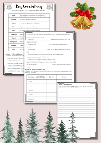 A Christmas Carol Scaffolded Reading Comprehension Engilsh Workbook ...