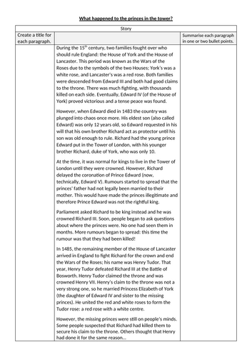 What happened to the princes in the tower? | Teaching Resources