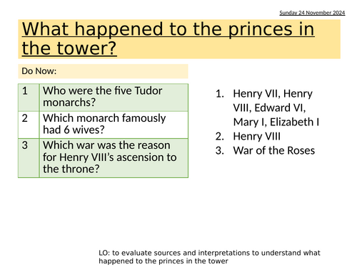 What happened to the princes in the tower? | Teaching Resources