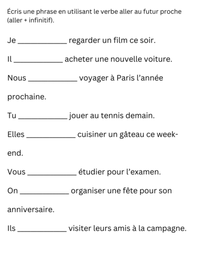 Pratique du Verbe Aller - Printable le verbe aller practice worksheet ...