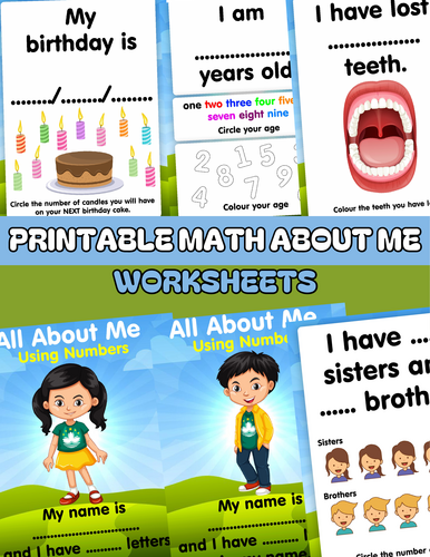 Printable 'Math About Me' Worksheets: Fun, Personal Math Activity for ...