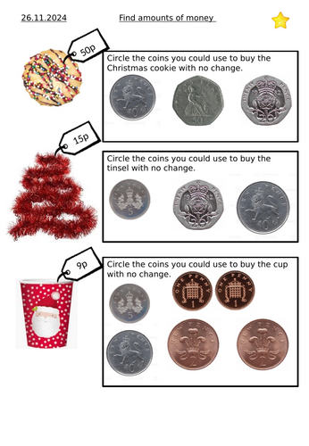Christmas themed maths - make amounts of money (Year 2) | Teaching ...