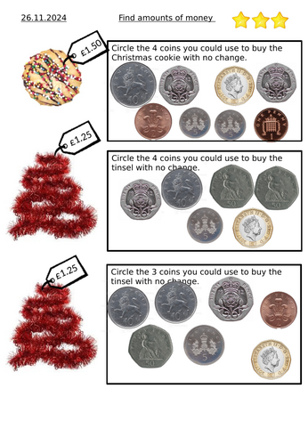 Christmas themed maths - make amounts of money (Year 2) | Teaching ...
