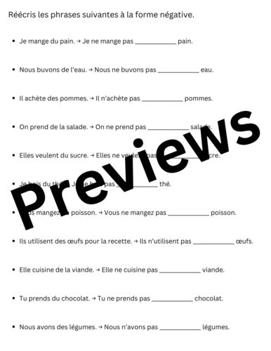 partitive articles in French exercises worksheet - les articles ...