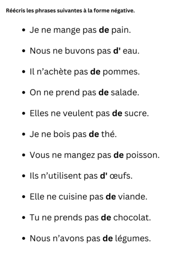 partitive articles in French exercises worksheet - les articles ...