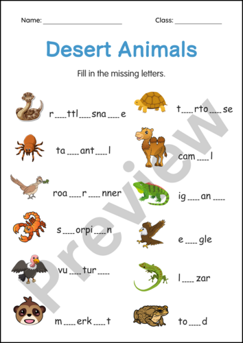 Printable Desert Animals Worksheets Activity for 1st 2nd Grade ...