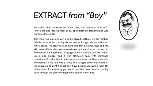 11+ Comprehension on extract from Roald Dahl's "Boy" | Teaching Resources