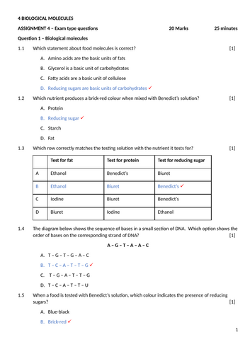 4. Biological molecules | Teaching Resources