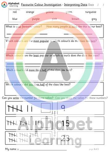 Data Handling - Favourite Colour Investigation | Teaching Resources