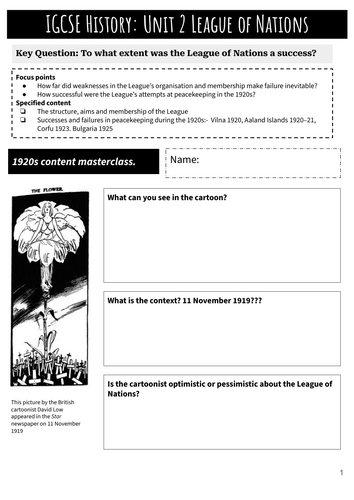 IGCSE League of Nations 1920s Masterclass | Teaching Resources