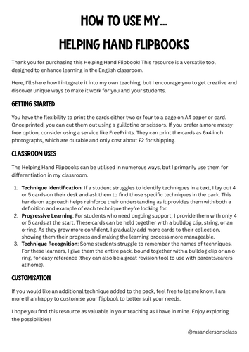 Helping Hand Flipbook : Language Techniques | Teaching Resources