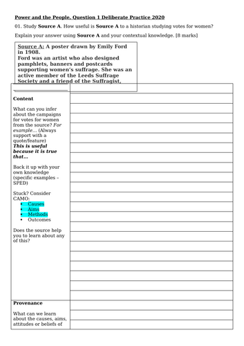 AQA GCSE History Power and the People Source Deliberate Practice ...